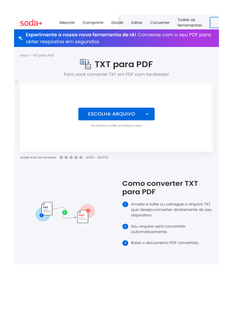 Converter TXT em PDF - Converte TEXT em PDF Gratuitamente | PDF | Arquivo de texto | Informática