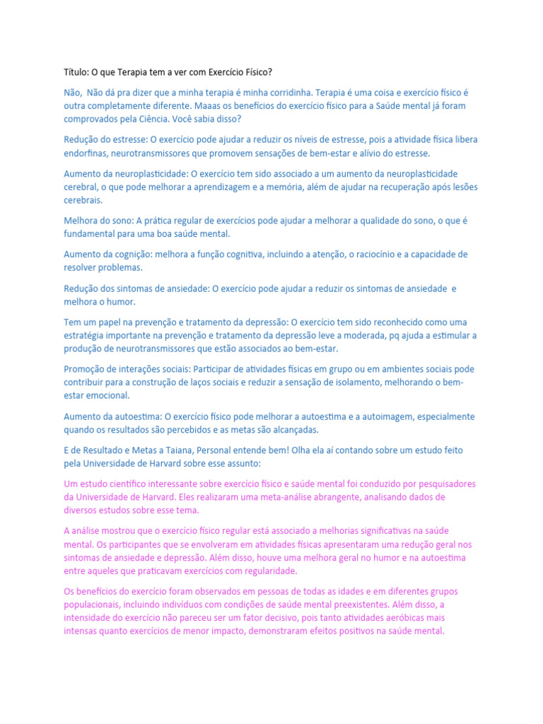 Terapia e exercício físico | PDF