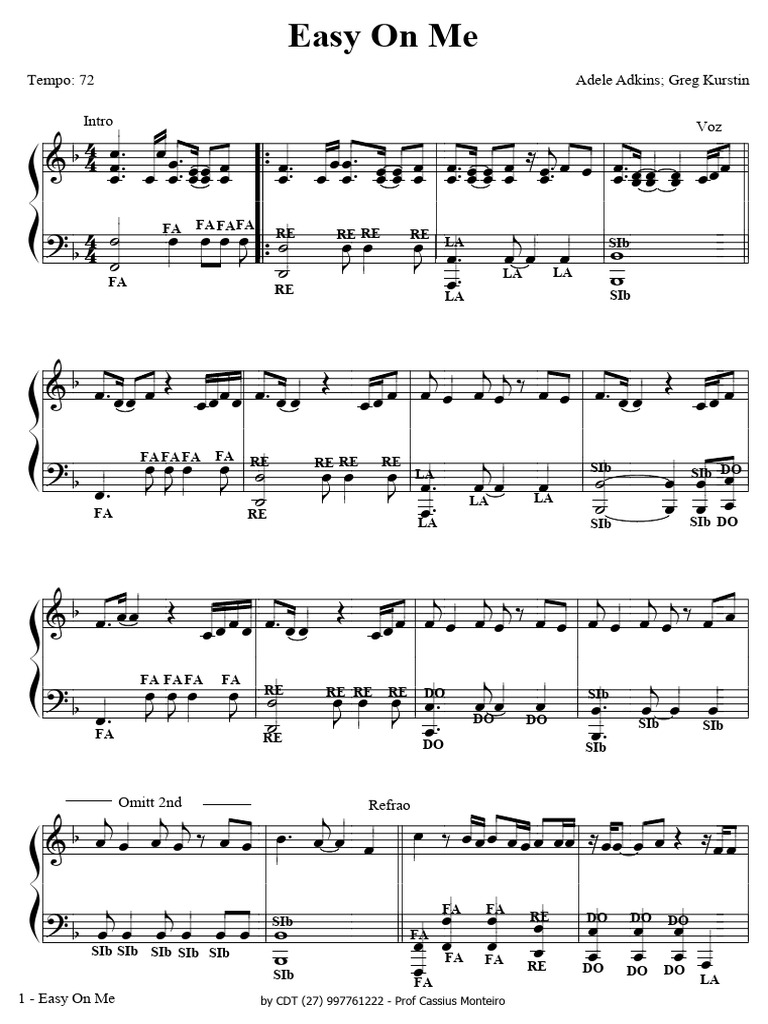 Easy On Me - Adele (Piano Original) | Download Free PDF | Songs Written | Adele