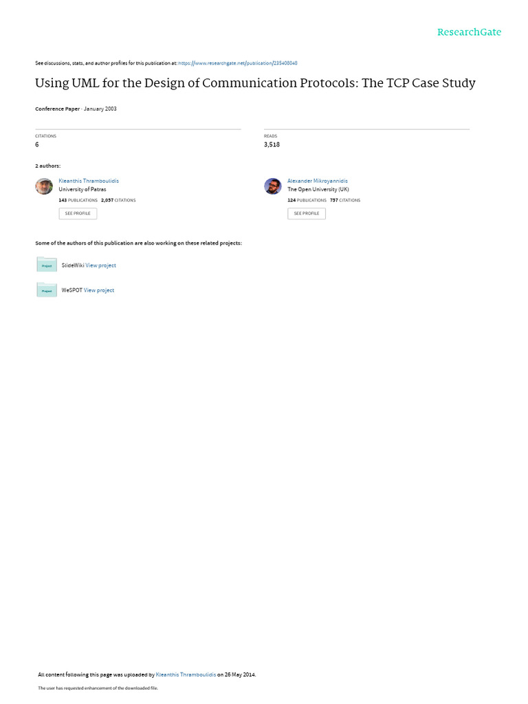 Thramboulidis Using UML For The Design of Communication Protocols | PDF | Transmission Control ...