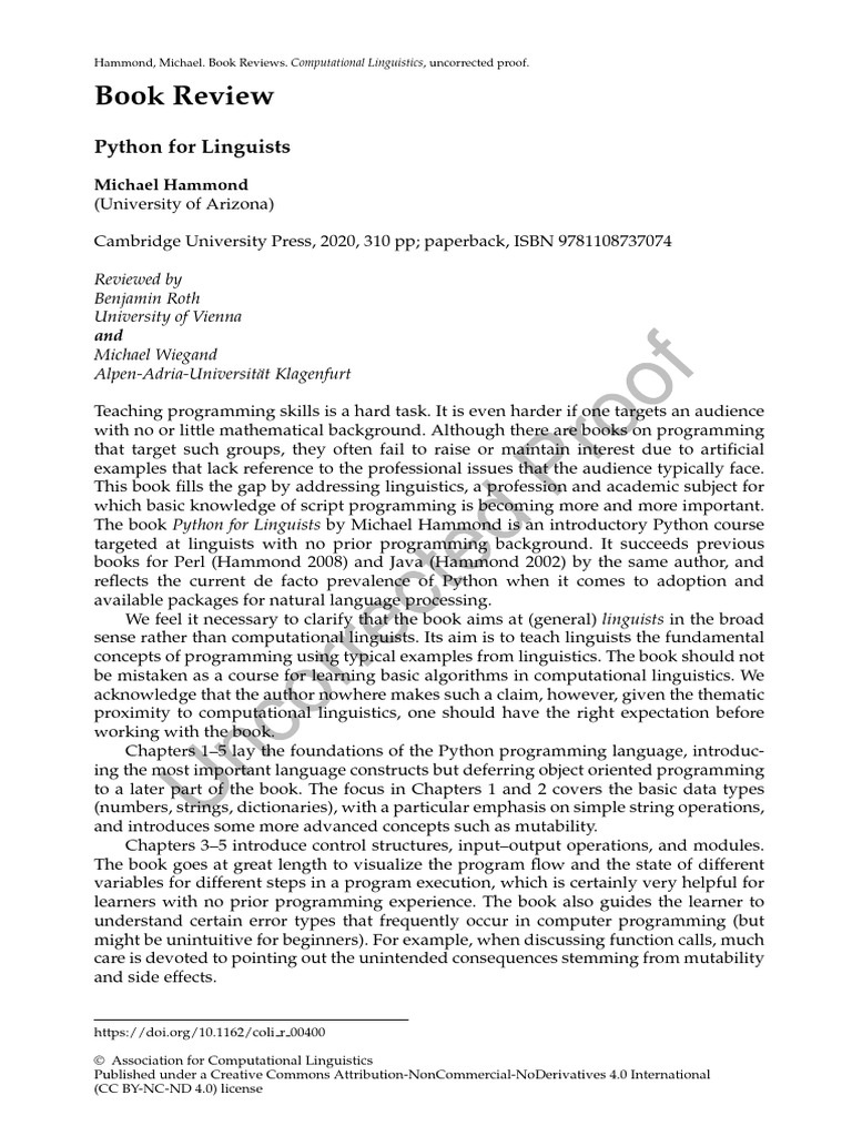 Python For Linguists Pdf Computer Programming Object Oriented Programming 