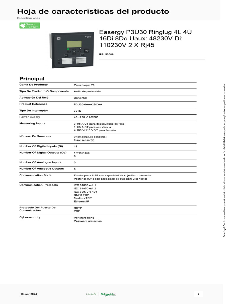 Schneider Electric - PowerLogic-P3-Protección-compacta - REL52008 | PDF ...