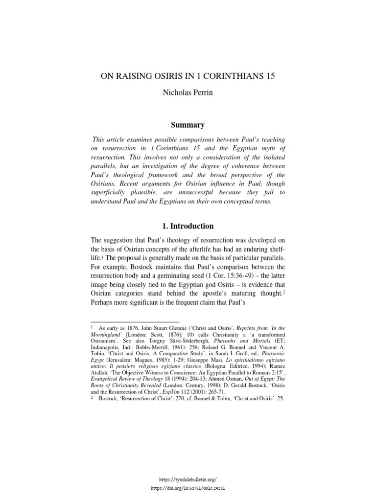 On Raising Osiris in 1 Corinthians 15 | PDF | Osiris | Resurrection Of ...