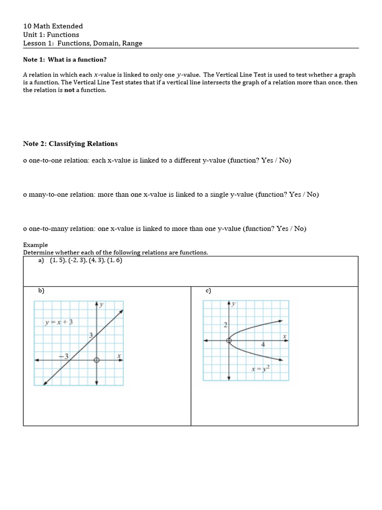 Lesson 01 - Functions, Notation, Domain, Range 2022 (1) | PDF | Function (Mathematics ...