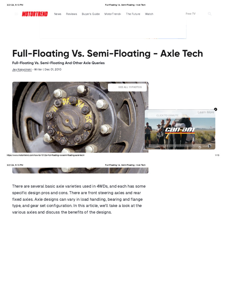 Full-Floating vs. Semi-Floating - Axle Tech | PDF | Axle | Vehicles