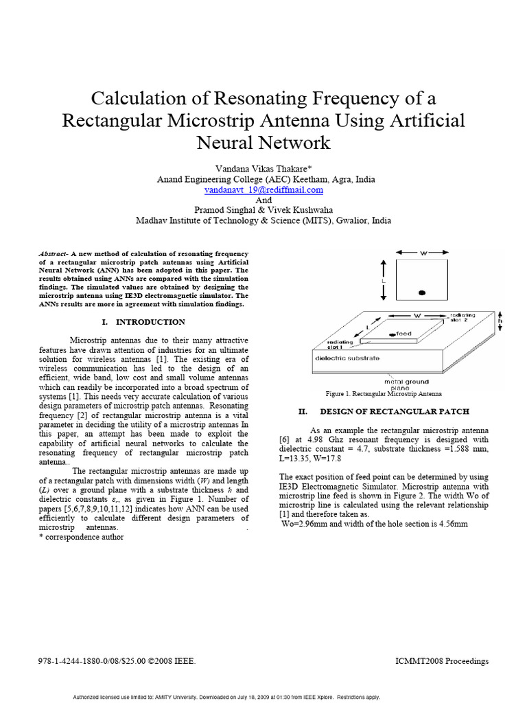 Resonant Frequency Paper | PDF | Antenna (Radio) | Artificial Neural Network