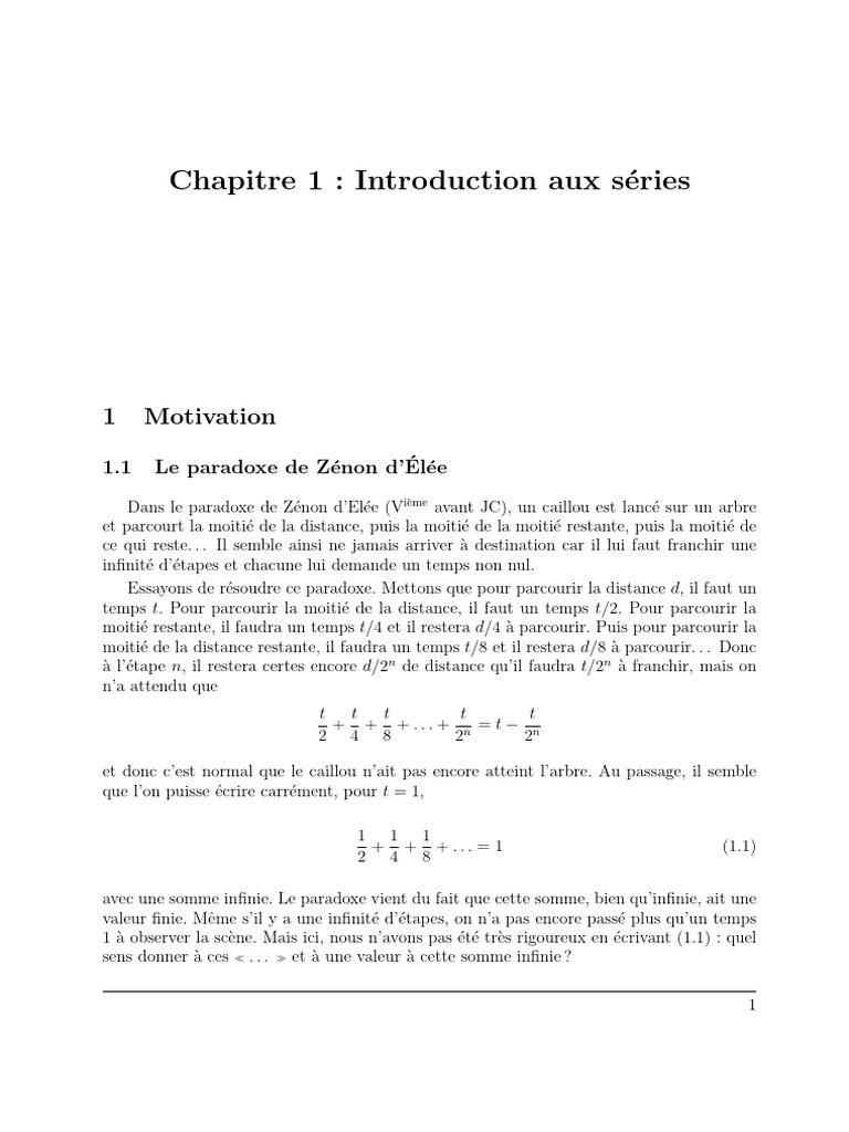 Introduction aux séries infinies | PDF | Limite (mathématiques) | Série ...