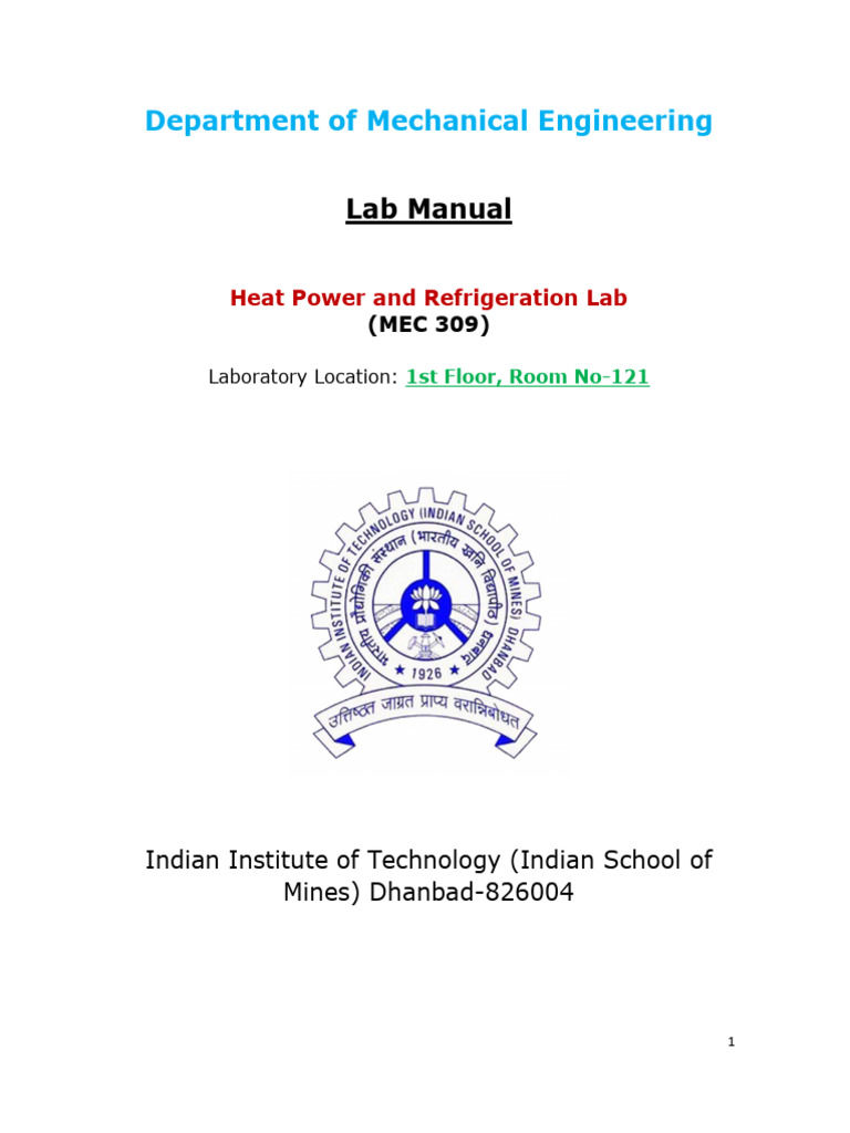 Department of Mechanical Engineering: Lab Manual | PDF