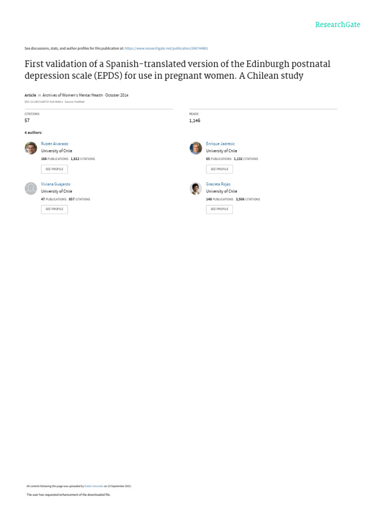 Spanish EPDS Validation for Pregnant Women | PDF | Postpartum Period | Major Depressive Disorder