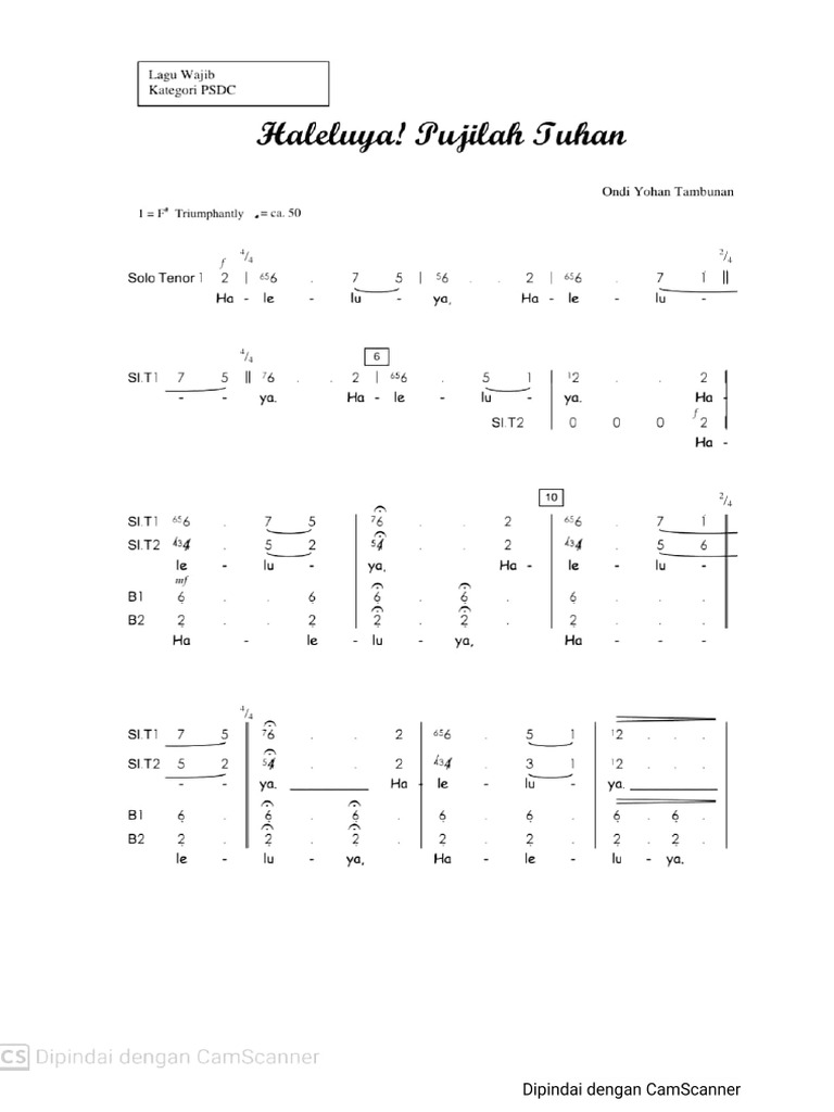 Heluya Pujilah Tuhan (Satb) - 2 | PDF