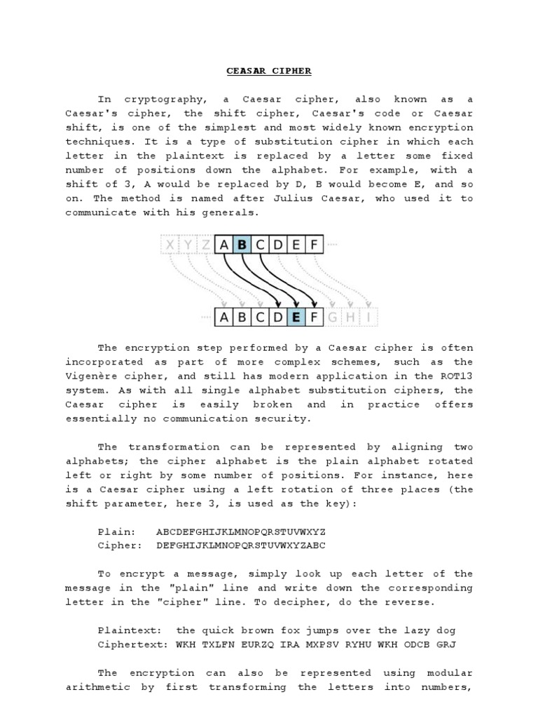 Caesar Cipher: Basics of Shifted Codes | PDF | Public Key Cryptography | Cipher