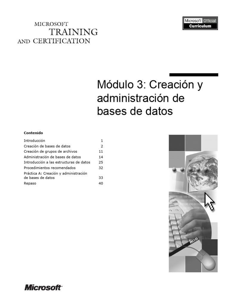 Módulo 3: Creación y Administración de Bases de Datos: Contenido | PDF ...