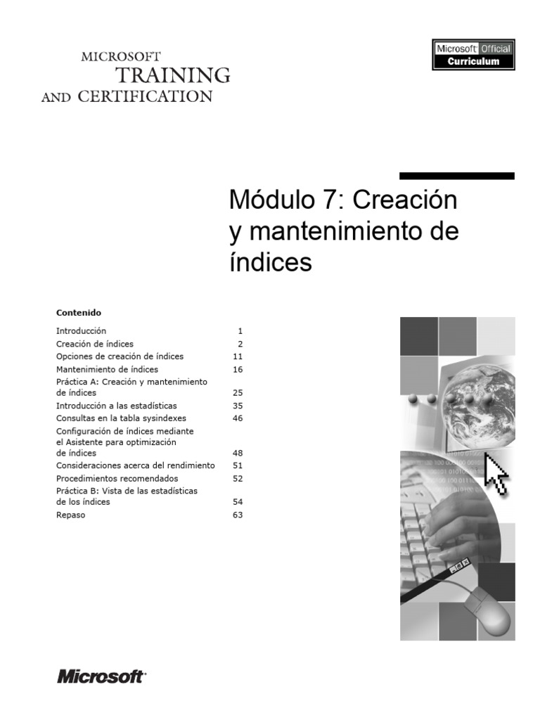 Módulo 7: Creación y Mantenimiento de Índices: Contenido | PDF ...