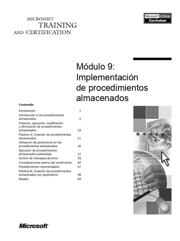 Módulo 9: Implementación de Procedimientos Almacenados: Contenido | PDF | Servidor SQL de ...