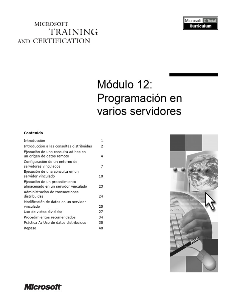 Módulo 12: Programación en Varios Servidores: Contenido | PDF | Servidor SQL de Microsoft | SQL