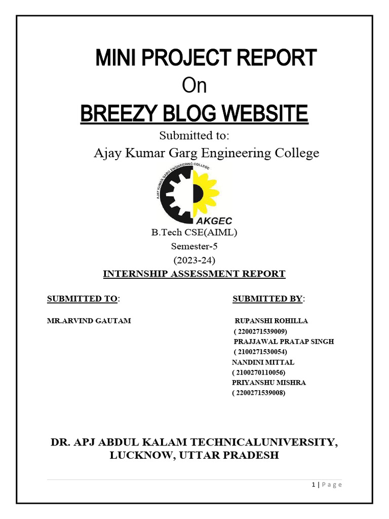 Report On Mini Project | PDF | World Wide Web | Internet & Web