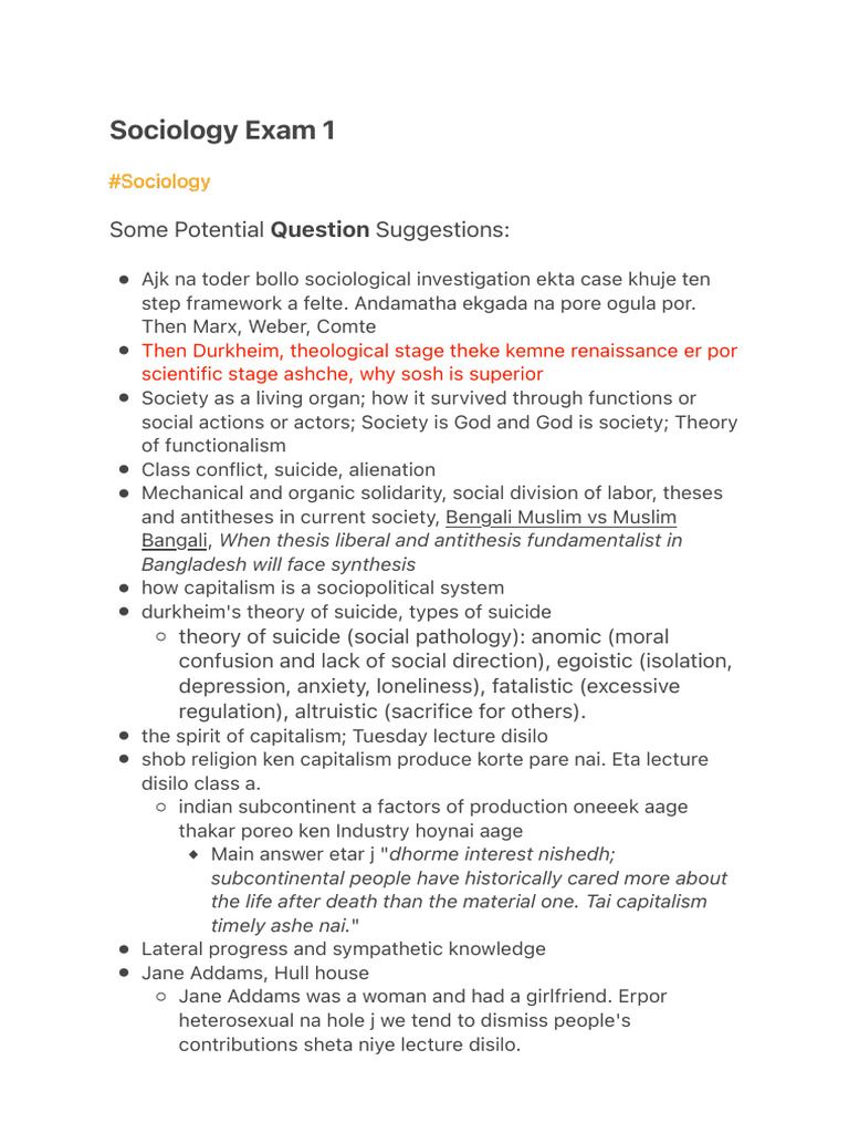 Exam 1 Prep of Sociology | PDF