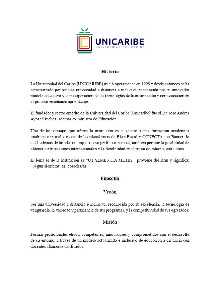 Unidad 1. Actividad 1. Marco Filosófico Universidad Del Caribe | PDF | Arte