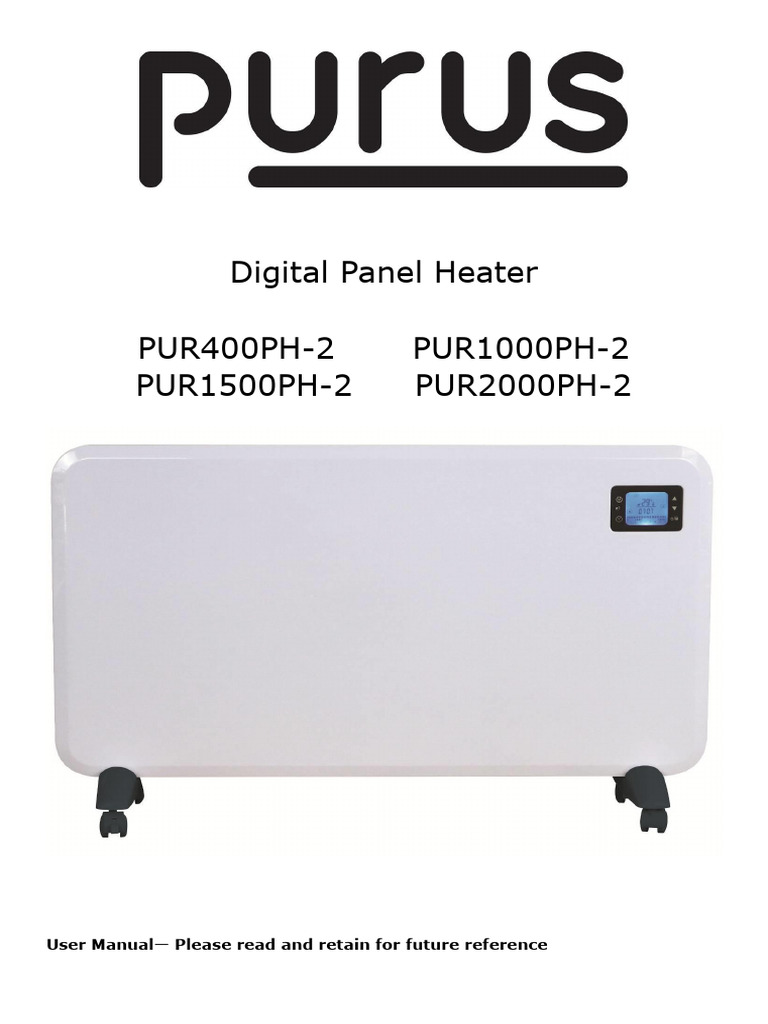 Purus Digital Panel Heater Manual | PDF | Ac Power Plugs And Sockets ...
