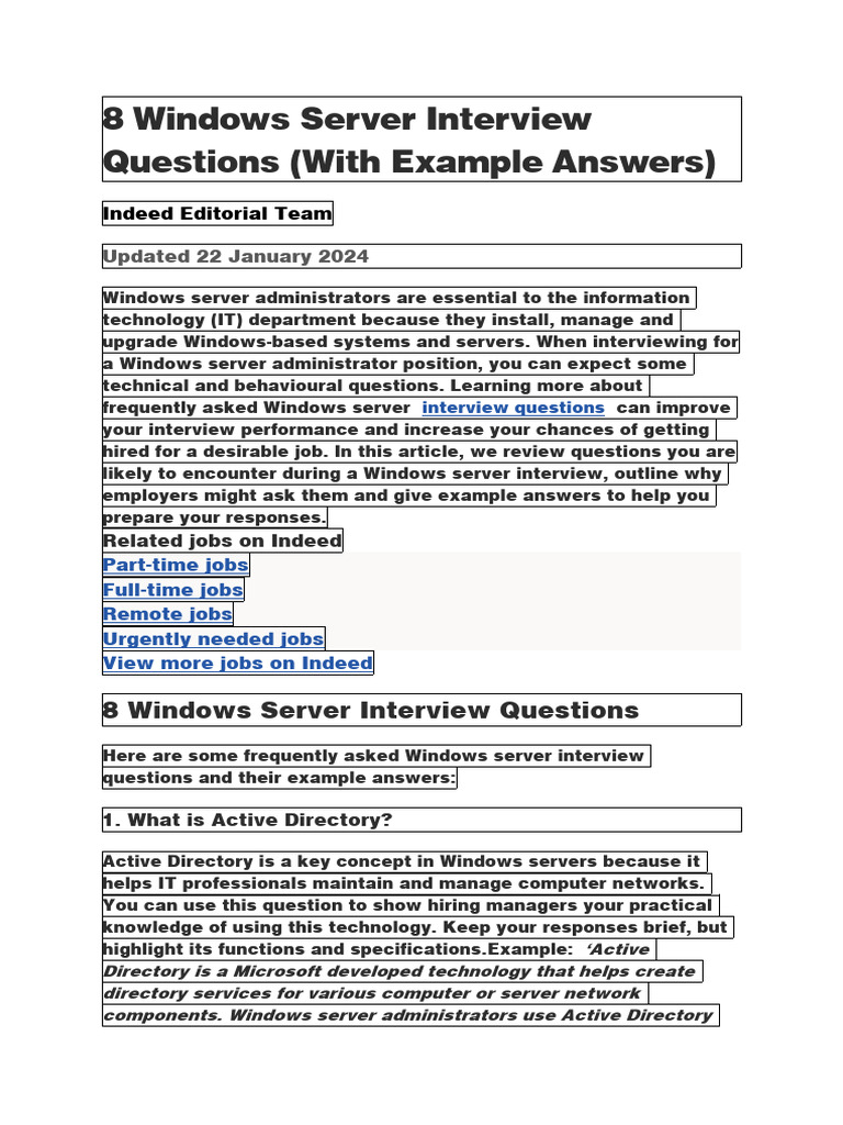 8 Windows Server Interview Questions | PDF | Active Directory | Group Policy