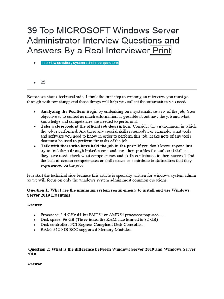 Windows Server Admin Interview Qs | PDF | Group Policy | Port (Computer Networking)