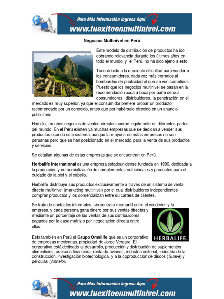 Negocios Multinivel en Perú | PDF | Comercialización de niveles ...