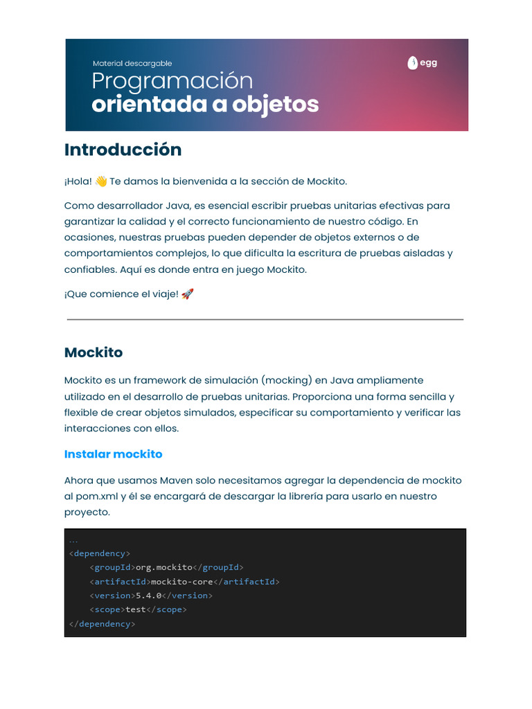 Teoría JAVA 13 - Mockito | PDF | Java (lenguaje de programación) | Programación de computadoras