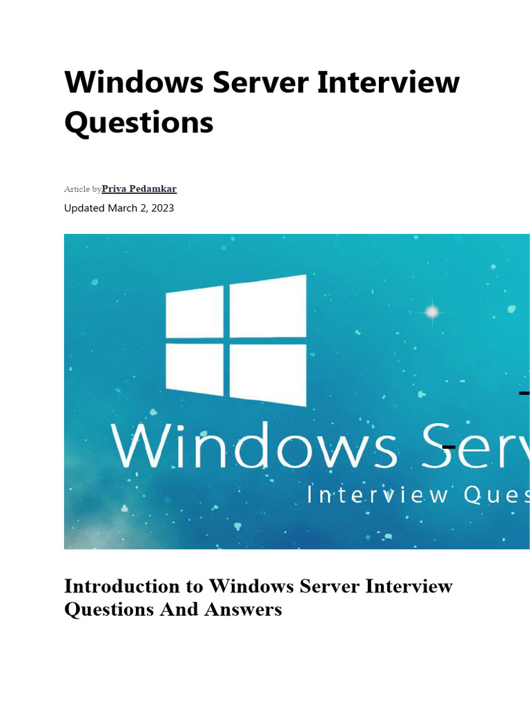 Windows Server Interview Questions 1 | PDF | Active Directory | Group Policy