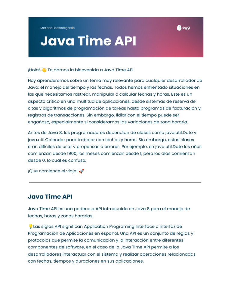 Teoría JAVA 18 - Java Time API | PDF
