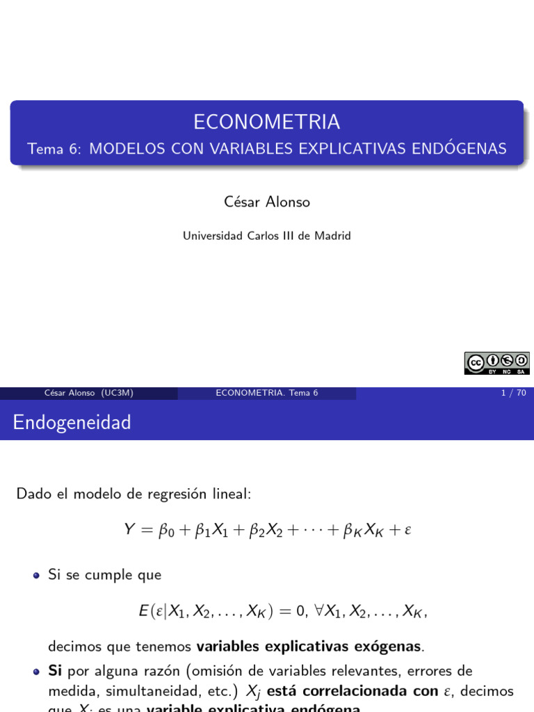 MiFee - CL - Tema-6-Modelos-Con-Variables-Explicativas-Endogenas | PDF | Mínimos cuadrados ...