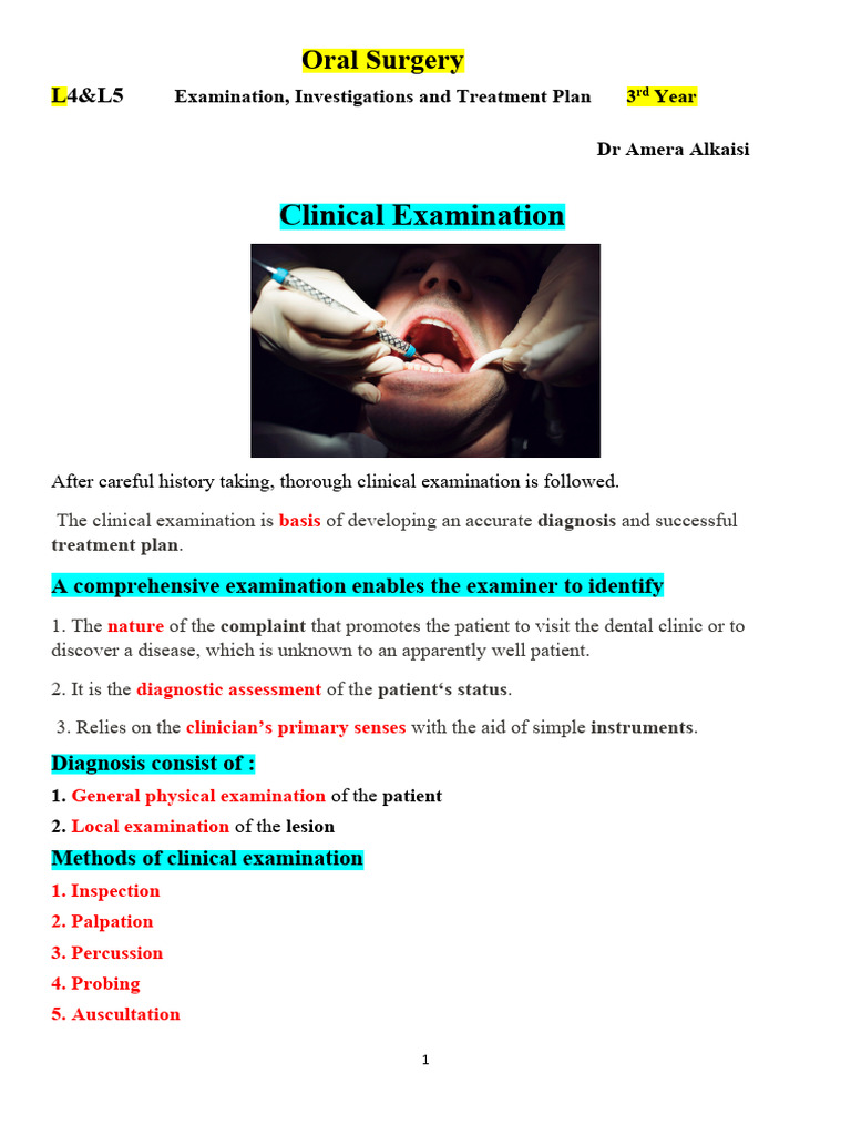 Oral Surgery Lec 5&6 | PDF | Human Tooth | Physical Examination