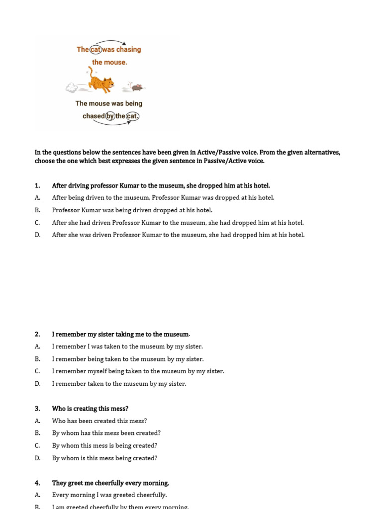 Active and Passive Voice Exercise | PDF | Language Arts & Discipline