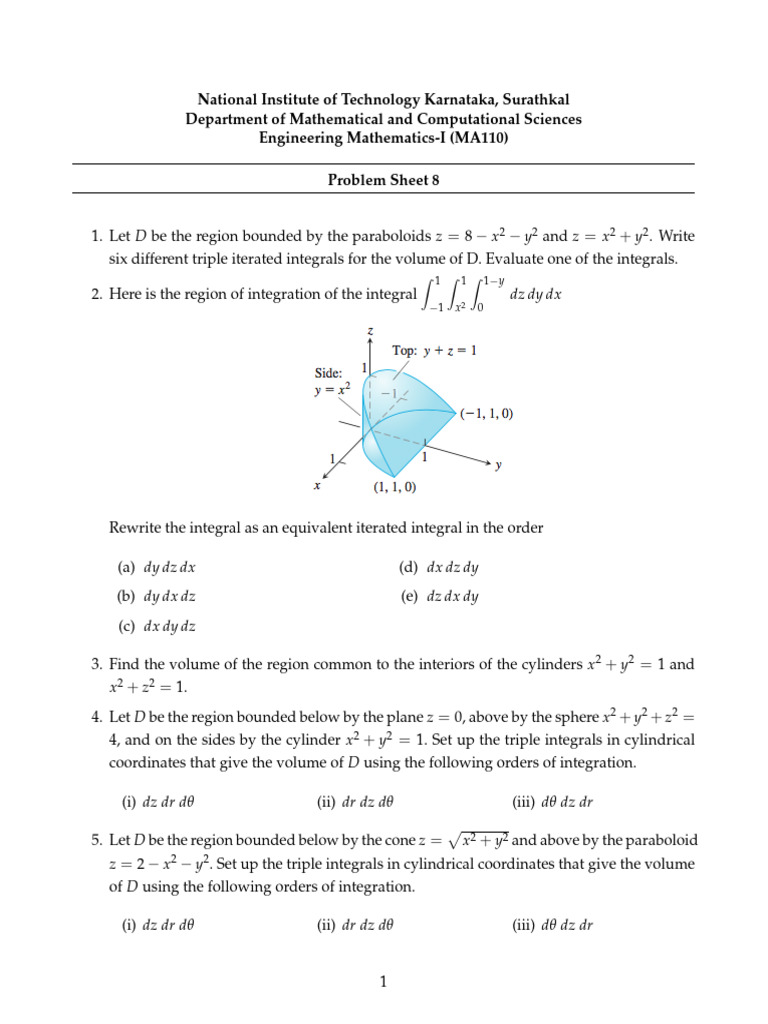 Problem Sheet 8 Ma | Download Free PDF | Sphere | Integral