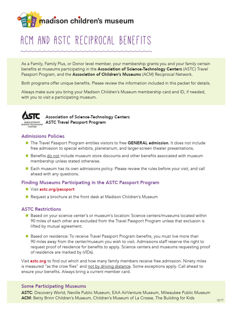 ACM ASTC Benefits Letter 12.2017 | PDF | Museum | Passport