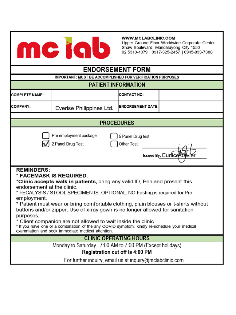 MC Lab - Referral Form | PDF