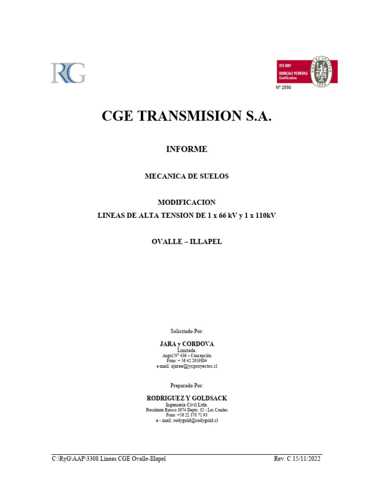 Informe Mecánica De Suelos Líneas Illapel Ovalle Rev C Pdf Transmisión De Energía Eléctrica