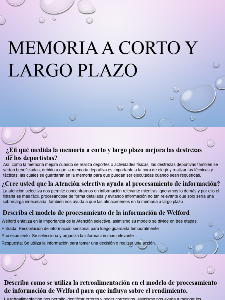 Memoria A Corto y Largo Plazo | PDF | Memoria | Información