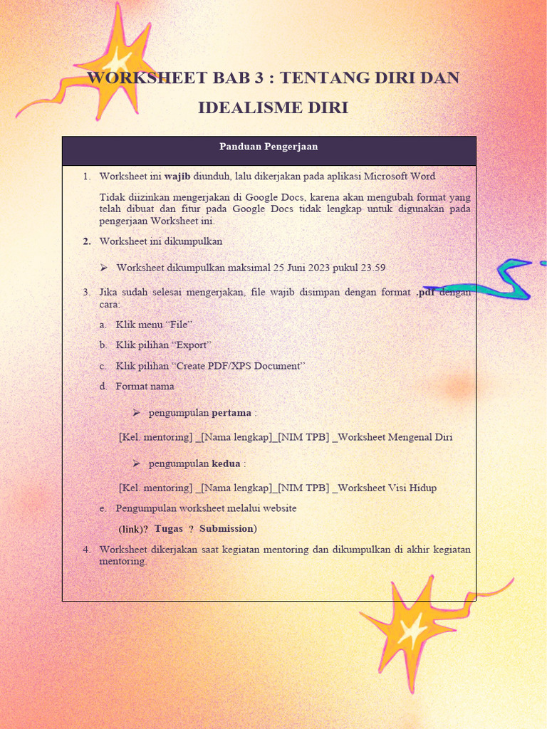 Worksheet Mengenal Diri dan Idealism | PDF | Karier & Perkembangan