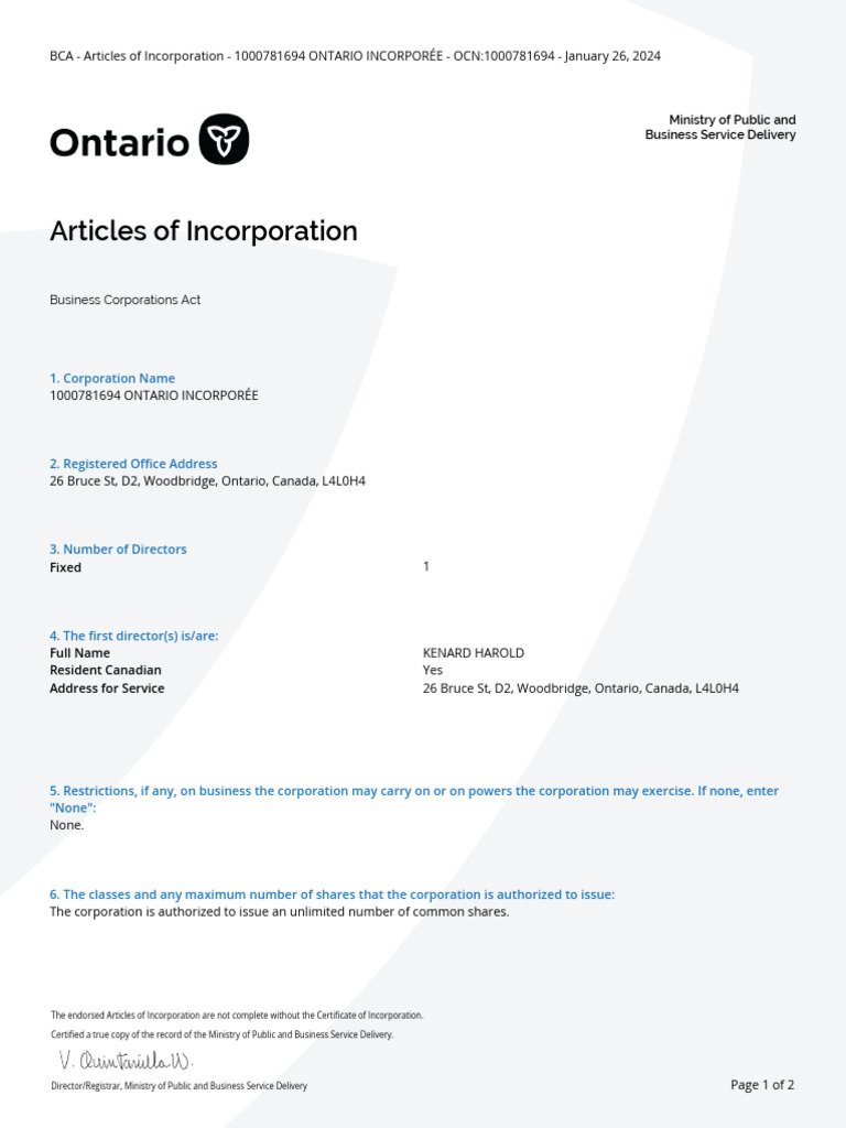 Articles of Incorp 4 Kenard 2 | PDF | Articles Of Association ...