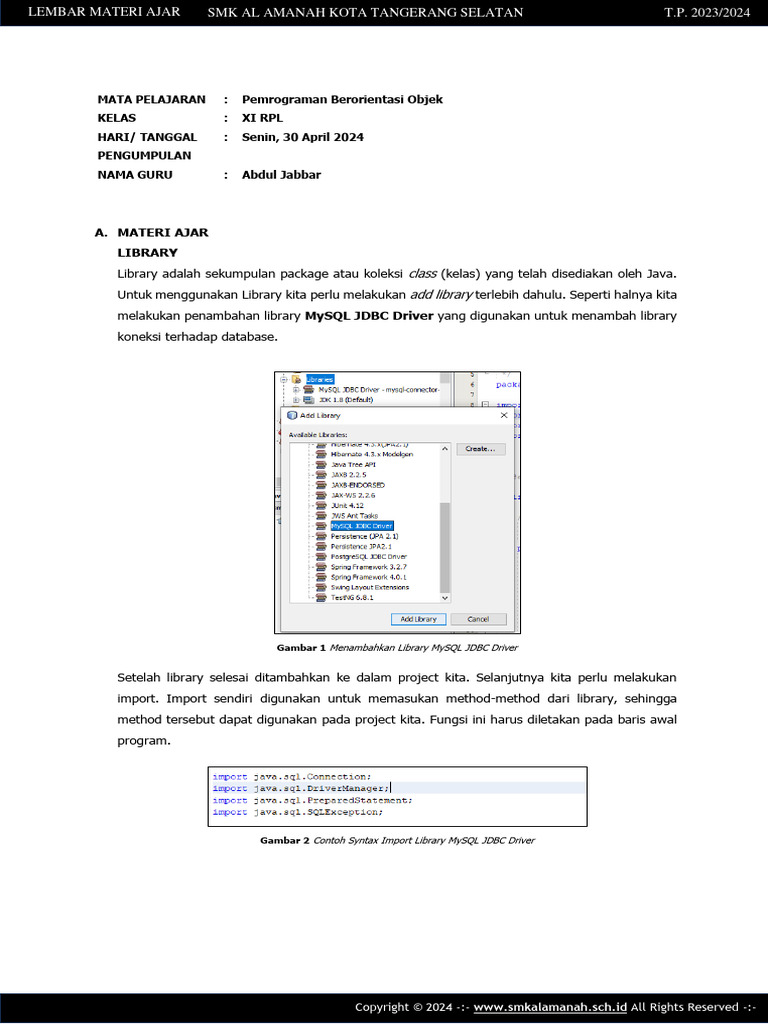Pemrograman Berorientasi Objek - MATERI AJAR TP. 2324 | PDF