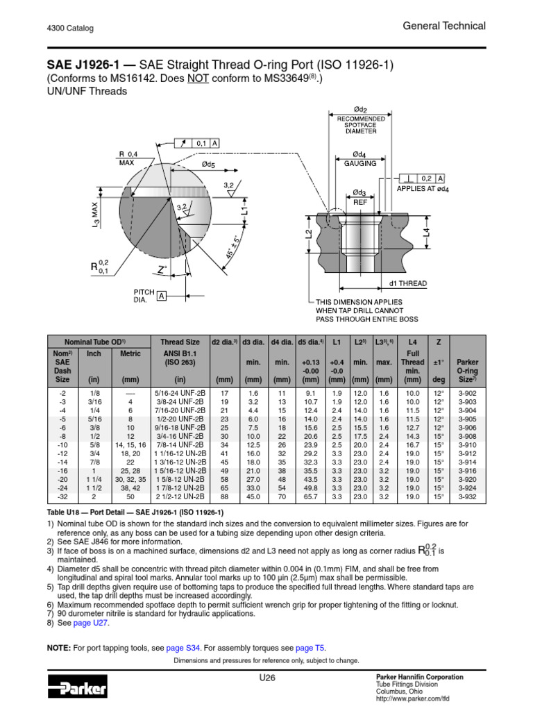 SAE-J1926 Port Reference Dimensions | PDF | Machining | Tools