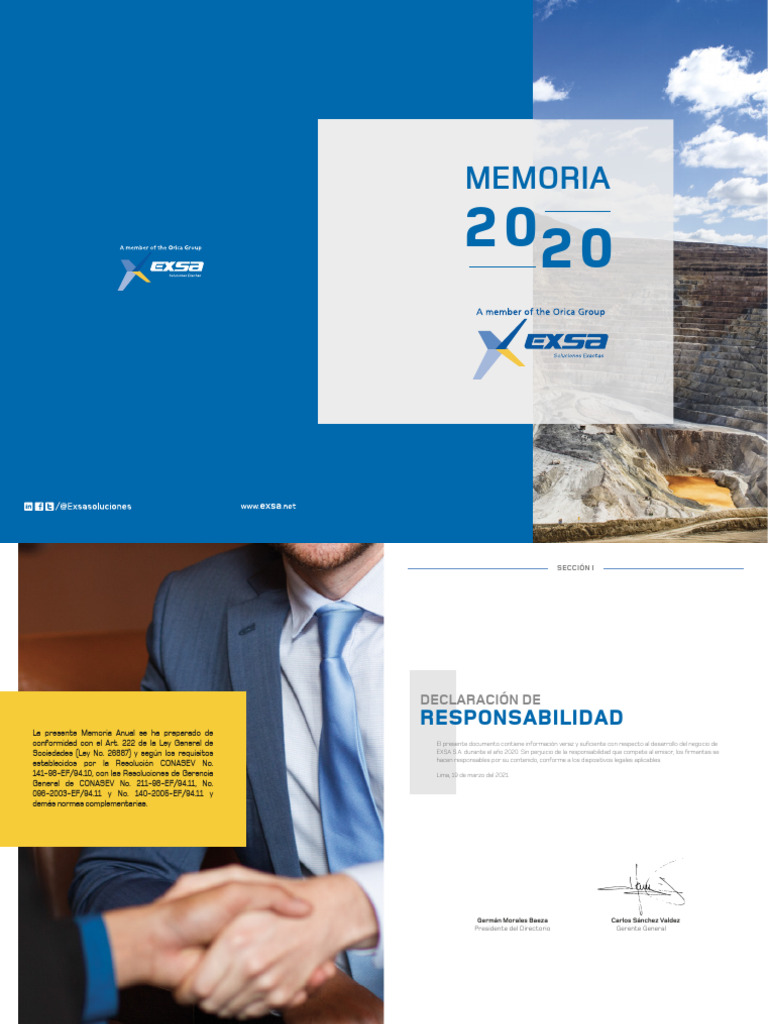 Memoria Anual EXSA 2020 | PDF | Perú | Lima