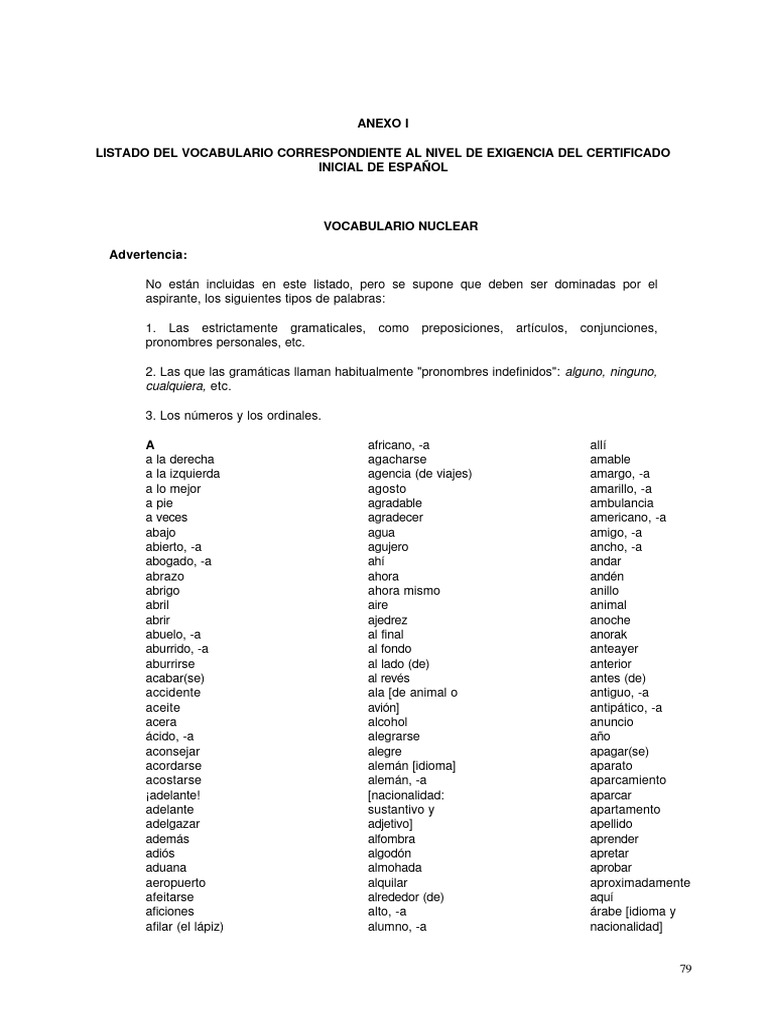 Vocabulario Básico de Español | PDF