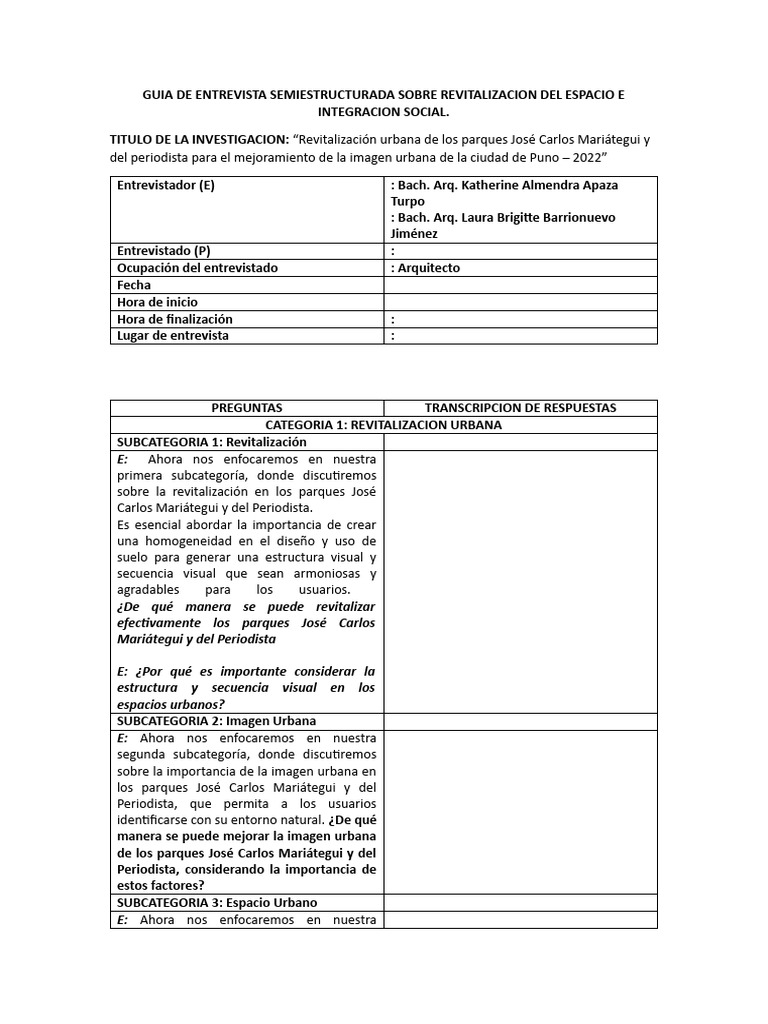 Guia de Entrevista Semiestructurada | PDF