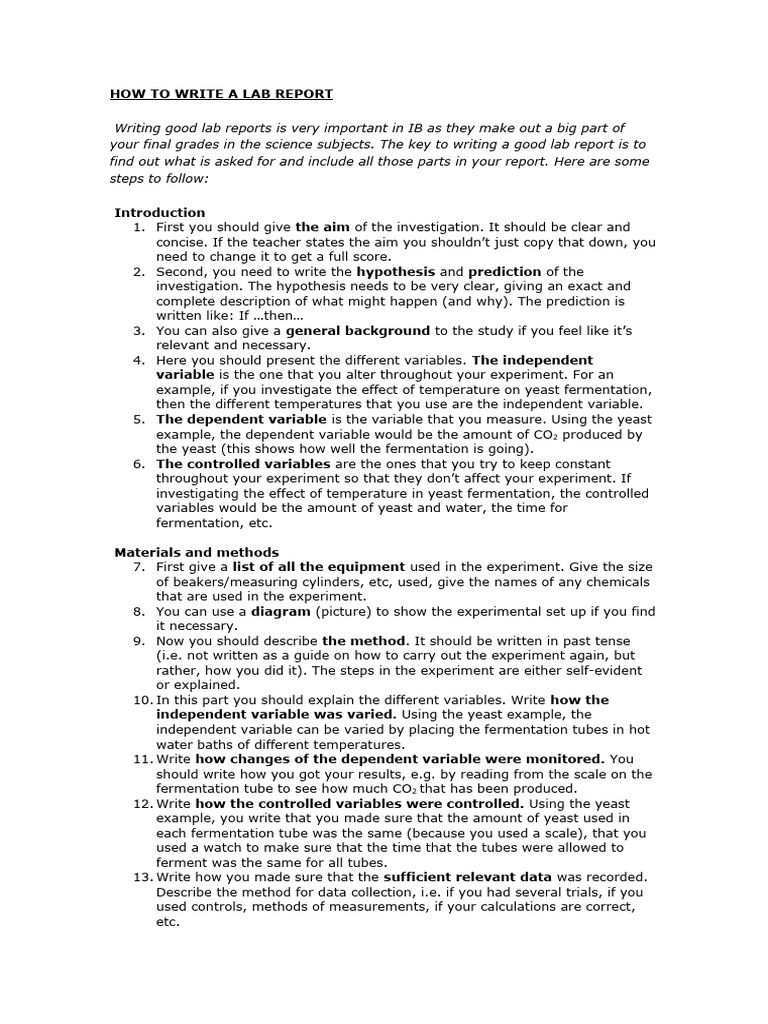 How To Write A Lab Report | PDF | Experiment | Data