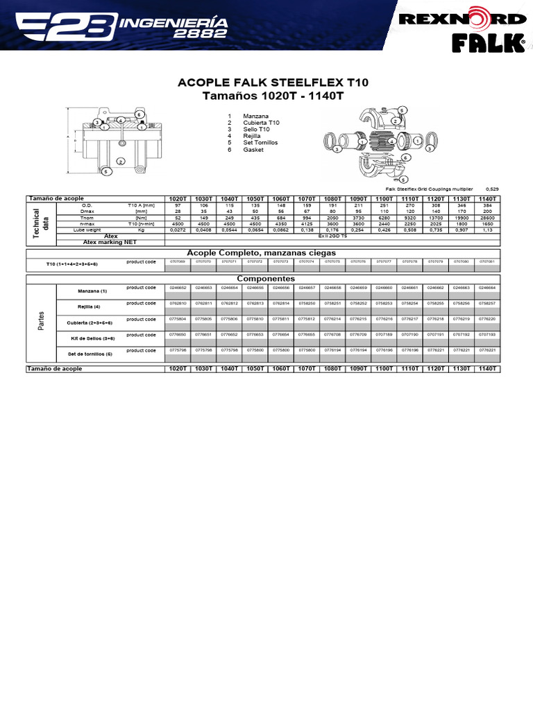 Acople Falk Steelflex t10 | PDF