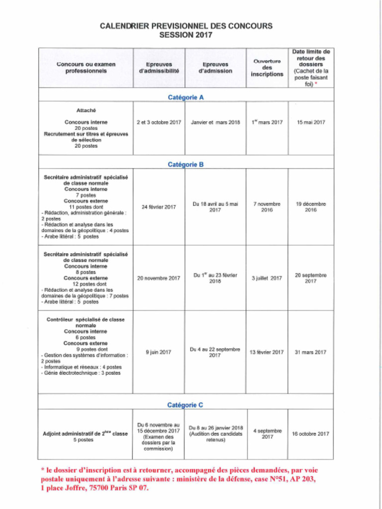 Calendrier Concours 2017 | PDF