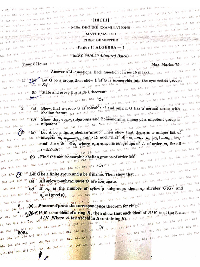 MSC Maths Sem-1 (All Papers) | PDF