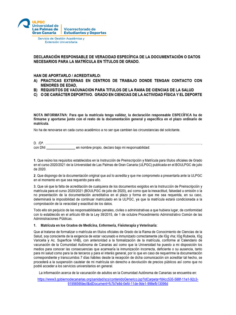 Declaracion Responsable Especifica de Veracidad de Datos v.2 | PDF | Negocios | Finanzas y dinero