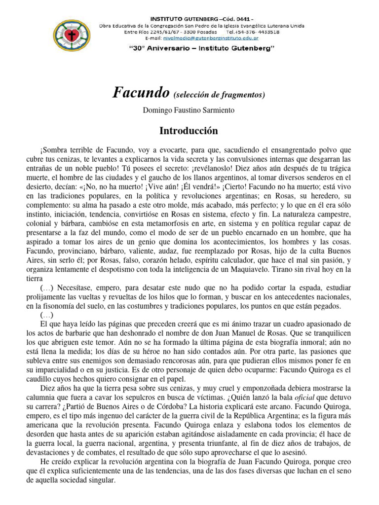2.1. Domingo F Sarmiento-Facundo (Selección) | PDF | Buenos Aires | Sociedad